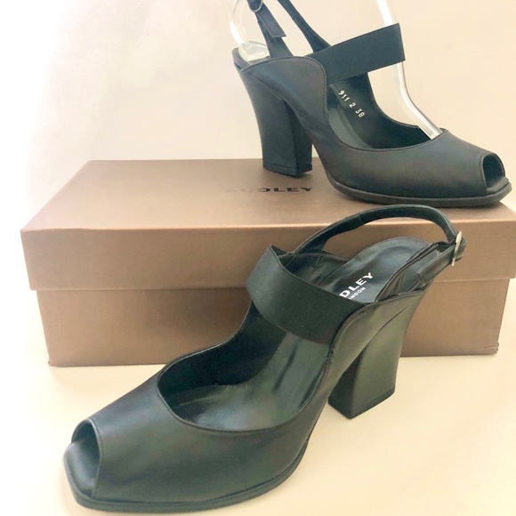 Audley | Shoes | Audley Leather Peep Toe Slingback Shoe | Poshmark